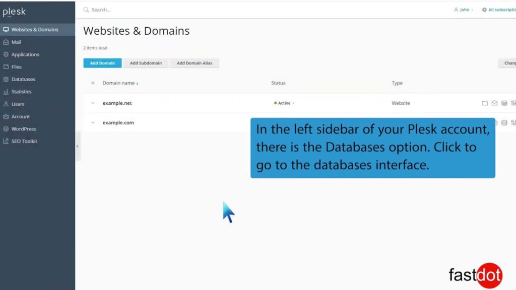 How to remove a database username in Plesk Fastdot - WIREDGORILLA