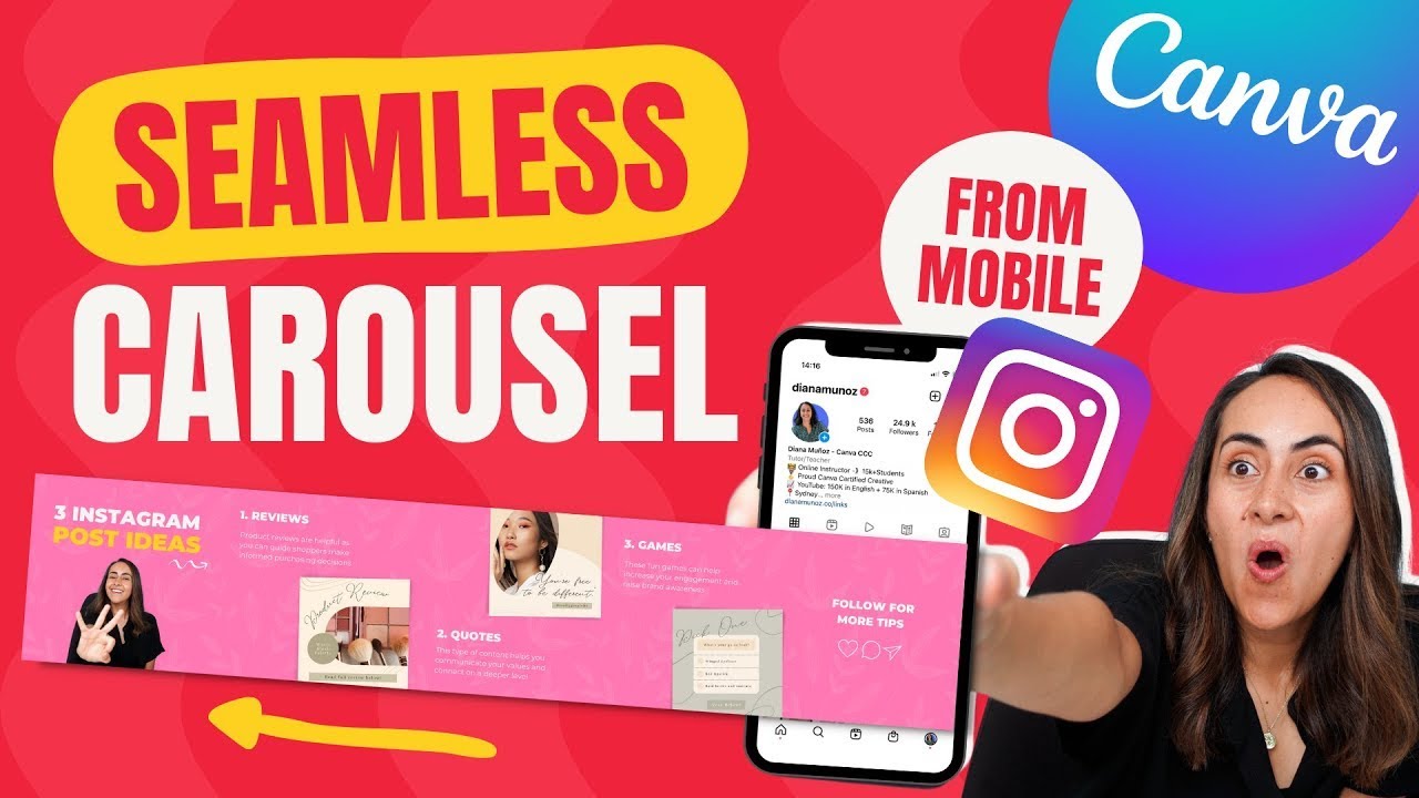 How to Create a Seamless INSTAGRAM CAROUSEL with Canva from a MOBILE Phone [2022] - WIREDGORILLA